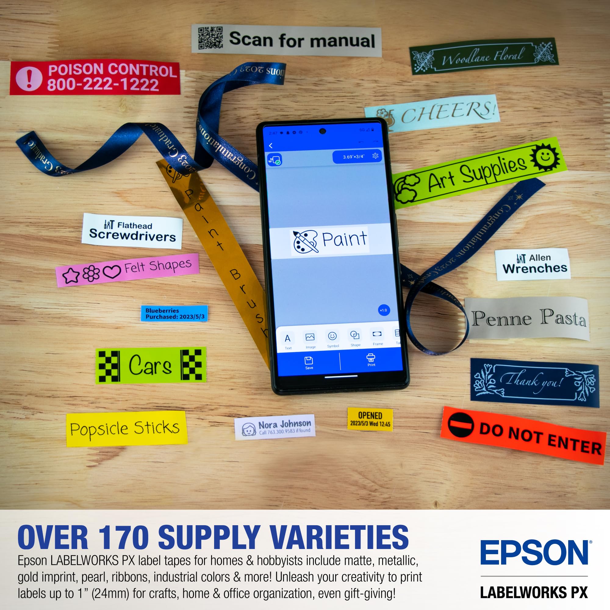 Mua LABELWORKS Epson LW-C610PX Premium Portable Bluetooth Label Machine ...