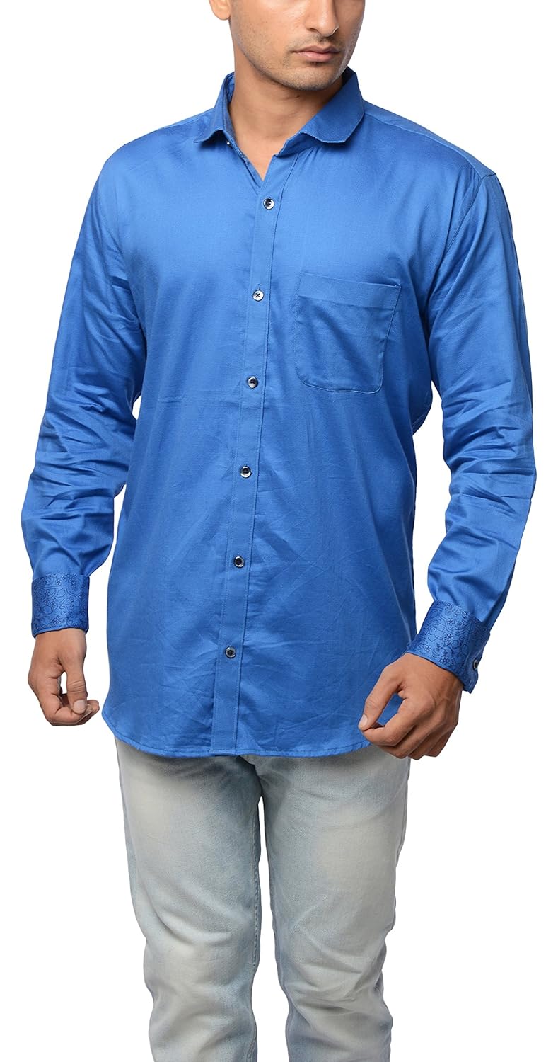 Buy Dusk Men's Casual Shirt (dusksbl04--XXL, Navy blue, XX-Large) at ...