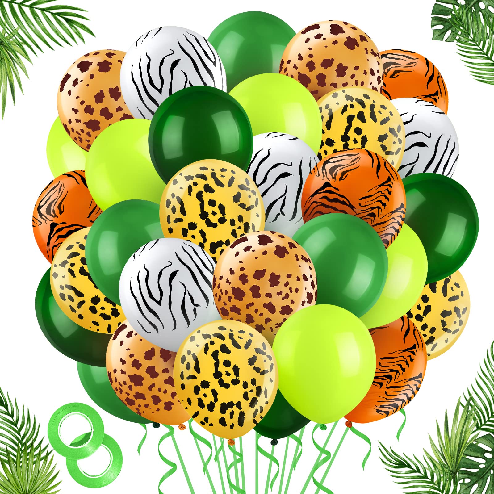 HyDren 100 Pcs Jungle Balloons Party Decors 12 Inch Safari Animal Print ...