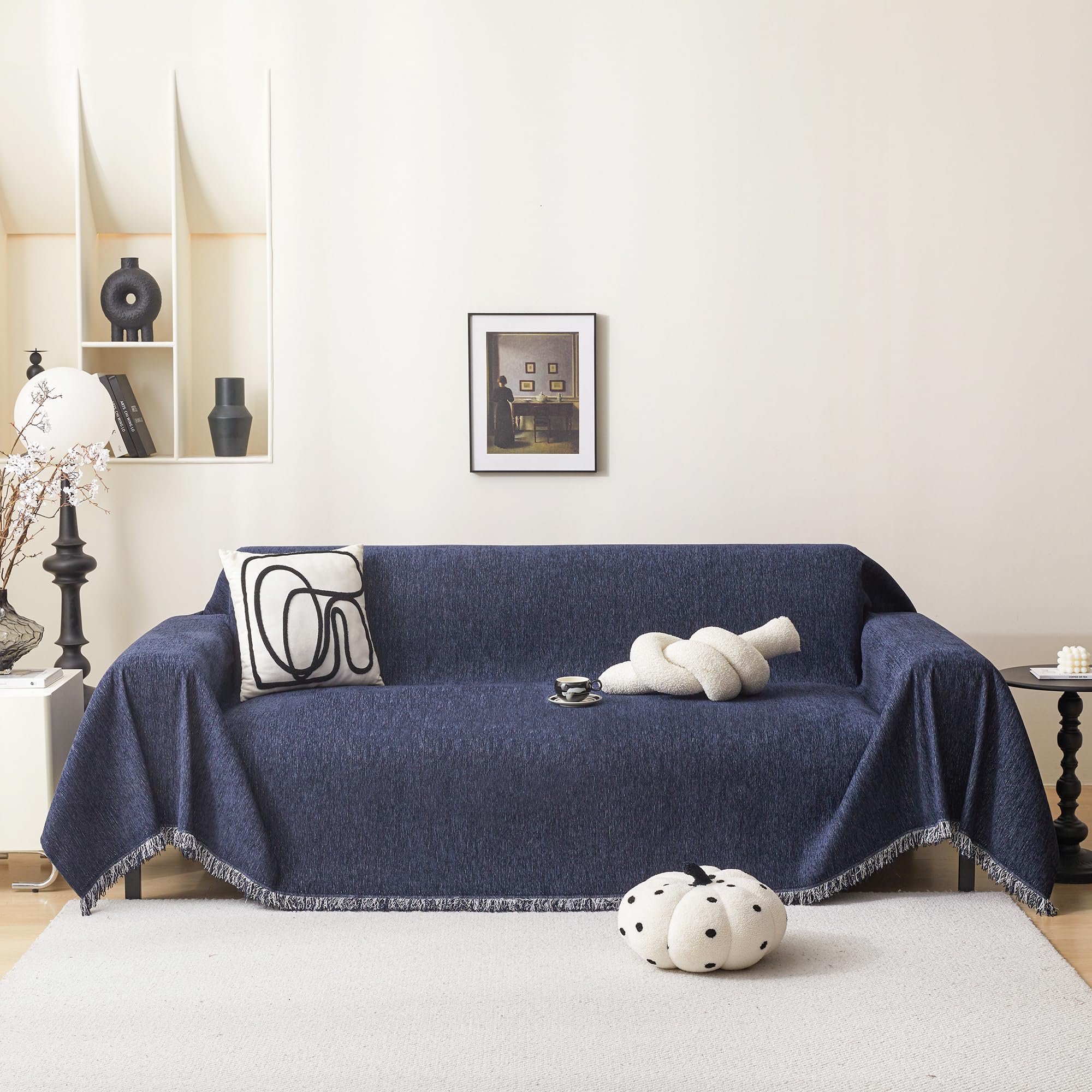 MEETSKY Navy Blue Couch Cover Sectional Sofa Covers Washable Couch ...