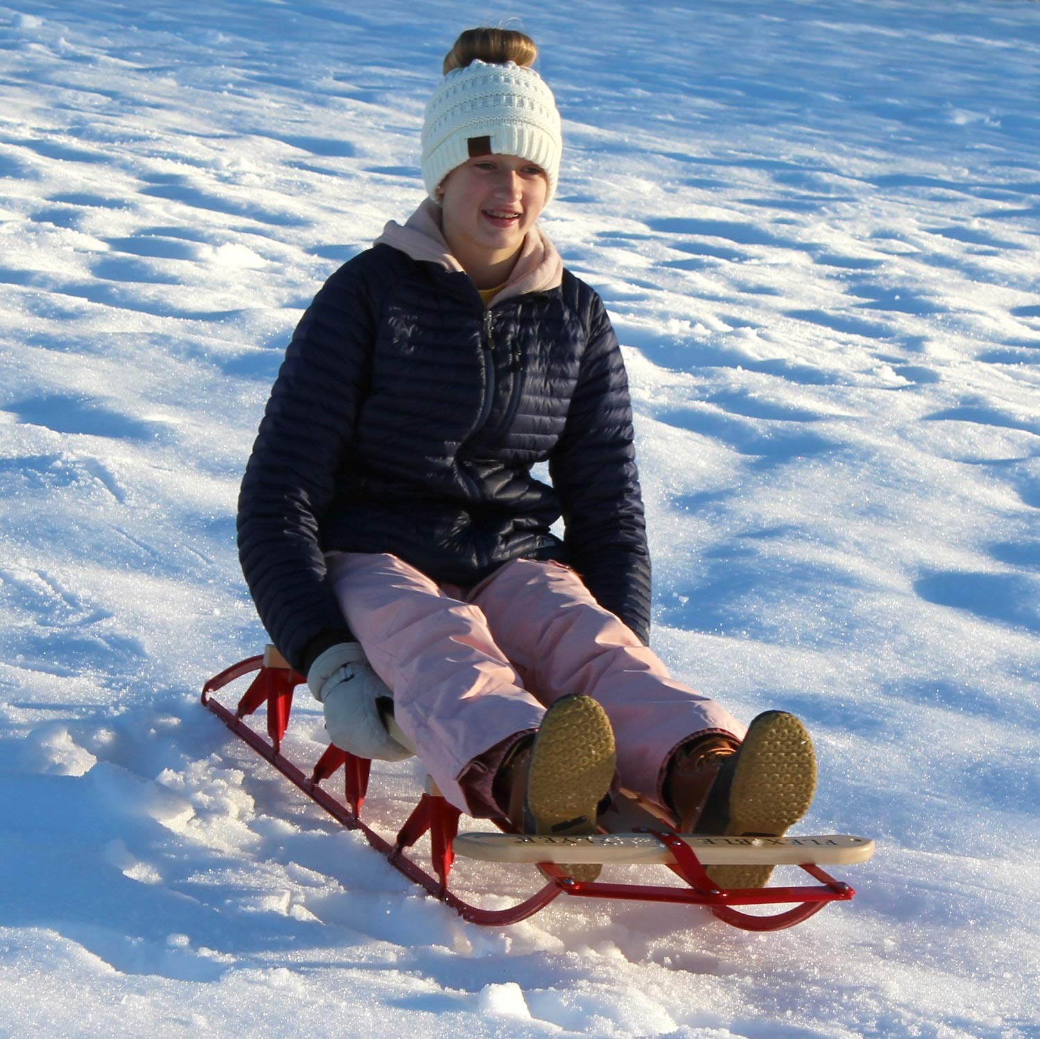 Flexible Flyer Large Steel Runner Sled. Metal Wood Steering Snow Slider ...