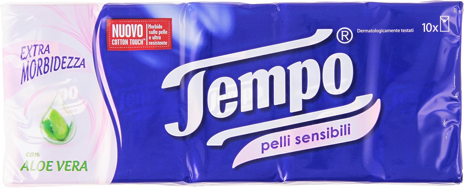 Tempo - Fazzoletti 4 Veli Con aloe Vera per Pelli Sensibili - 10 ...