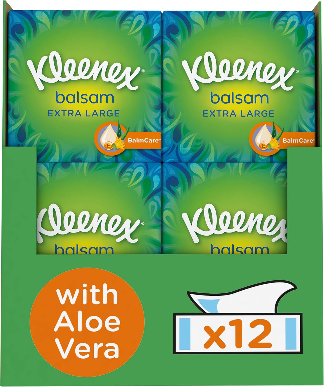 Kleenex Balsam Extra Large Facial Tissues (Protective Balm for Cold and ...