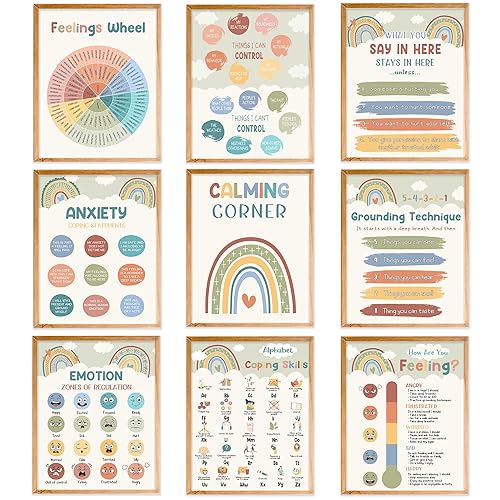 9 Calming Corner Mental Health Posters (12"x15"), Feelings Chart For ...