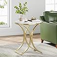 Amazon.com: Tribesigns White Gold Side Table Round End Table Modern ...