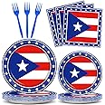 Amazon.com: 96 Pcs Puerto Rico Party Supplies Set Puerto Rico Flag ...