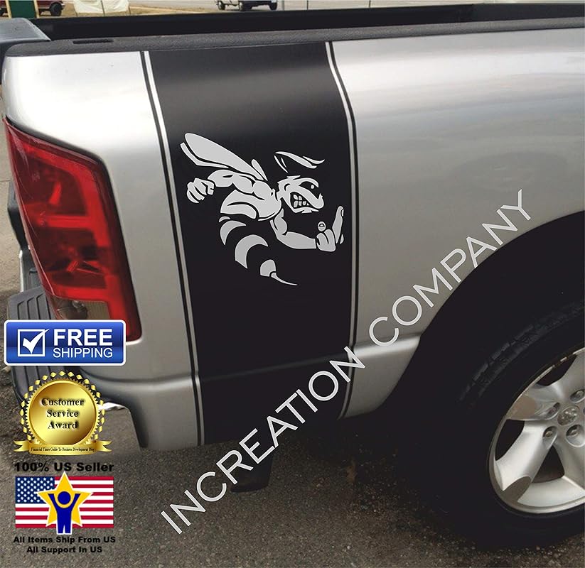 Amazon.com: Rumble Bee With Middle Finger Truck Decals, Rear Bed Racing ...