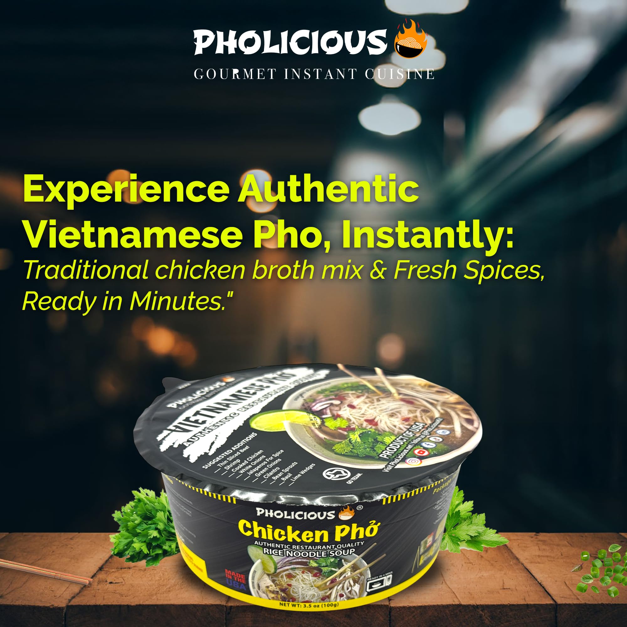Mua PhoLicious Instant Chicken Pho, Authentic Vietnamese Rice Noodle ...