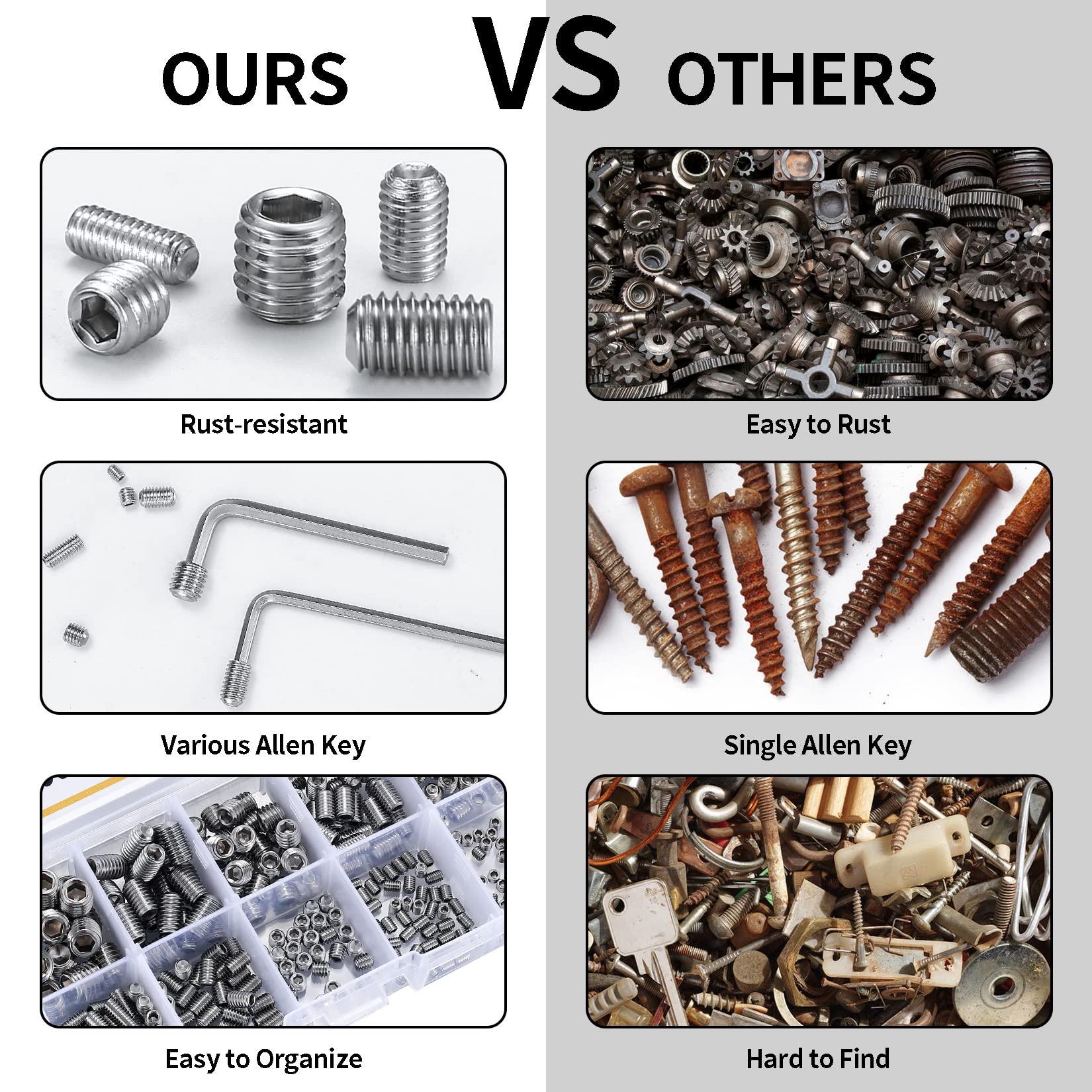 Mua 300 Pcs Stainless Steel Socket Head Screws Assortment Kit, Allen ...