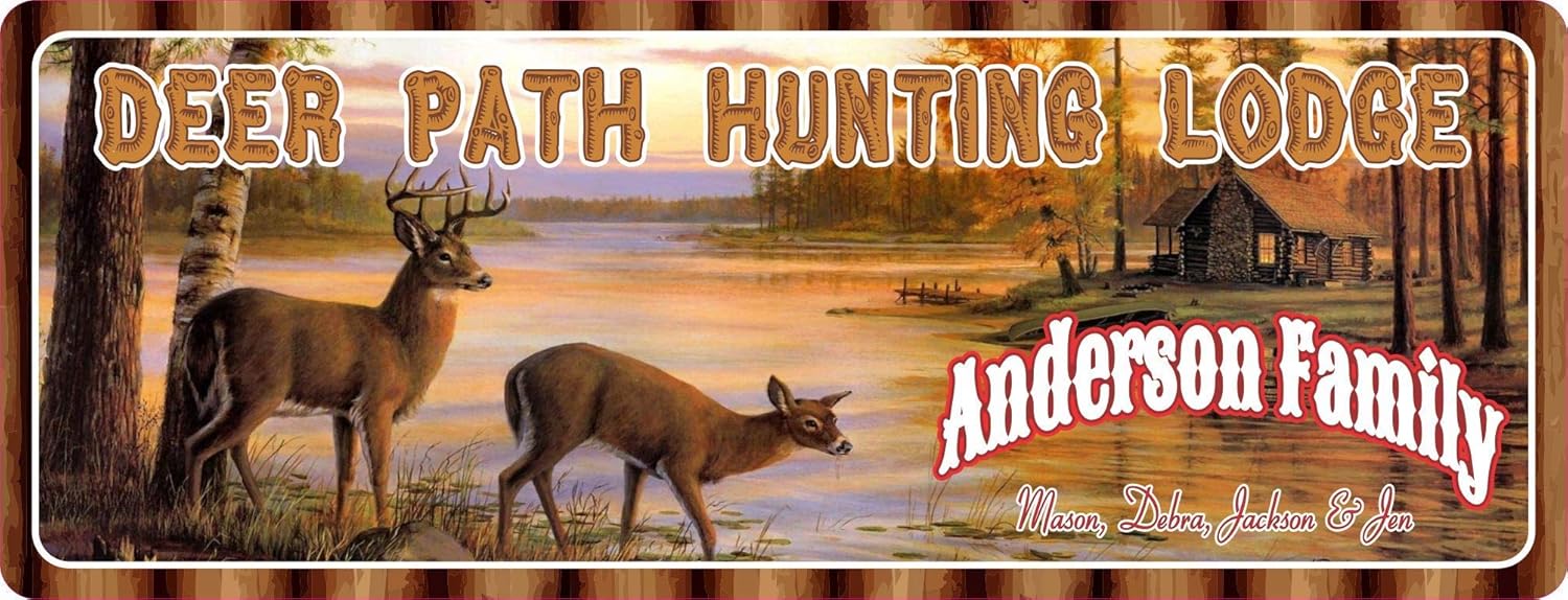 Amazon.com: Deer Path Personalized Hunting Lodge Sign with Rustic ...