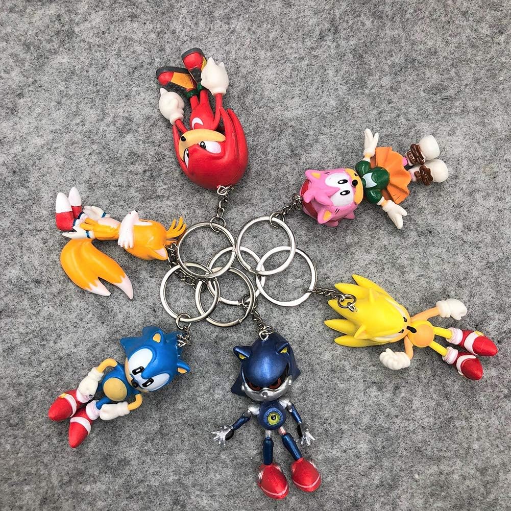 U/R Sonic Figure 6pcs-Set Sonic Key Chain Sonic Shadow Tails Amy Rose ...