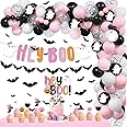 Amazon.com: Pink Black Ghost Halloween Balloons Arch Garland Kit Decor ...