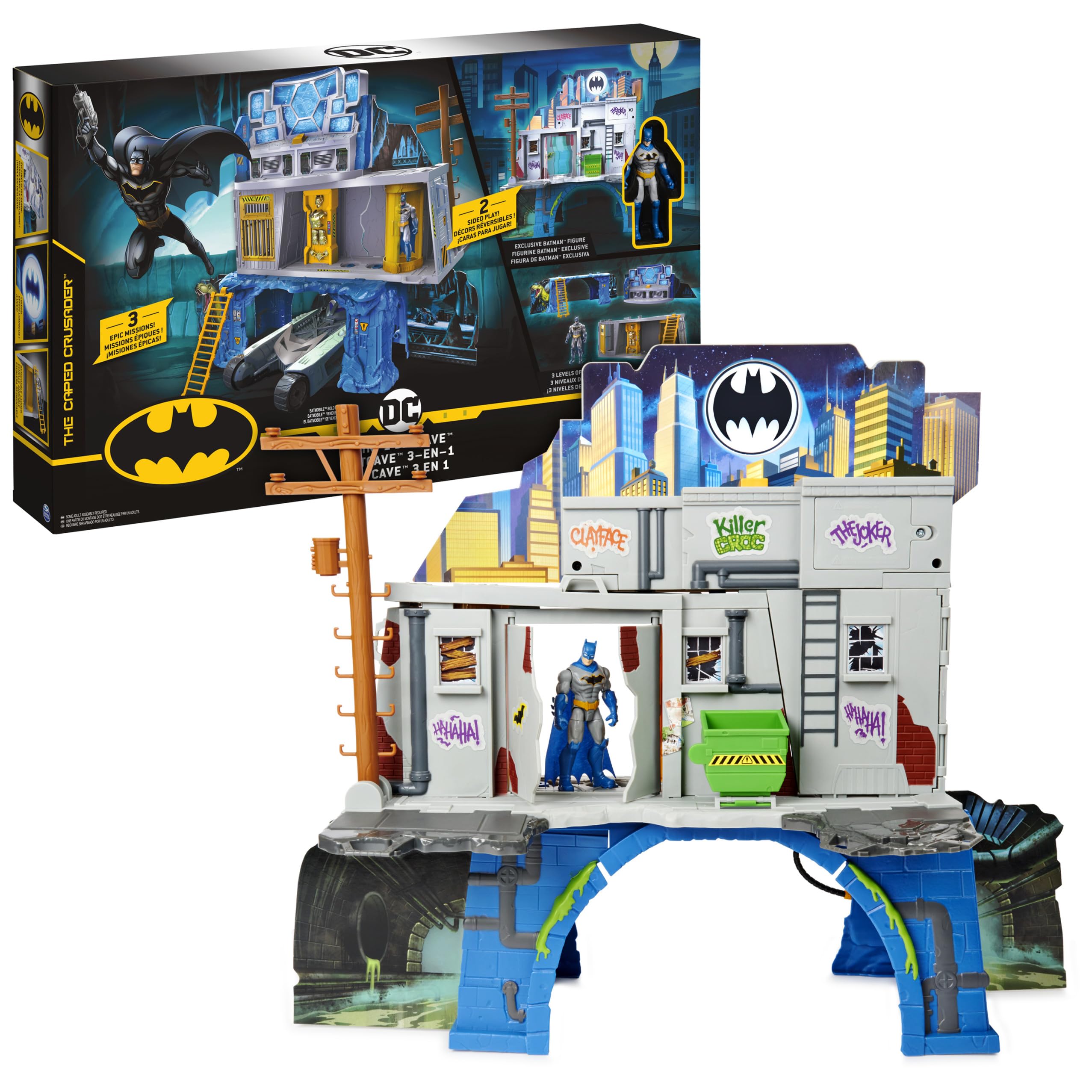 Mua DC Comics Batman 3-in-1 Batcave Playset with Exclusive 4-inch ...