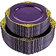 Amazon.com: Joyido 102PCS Purple Plastic Plates - Purple Disposable ...