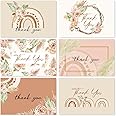 Amazon.com : AnyDesign 36 Pack Boho Thank You Cards Boho Rainbow Floral ...