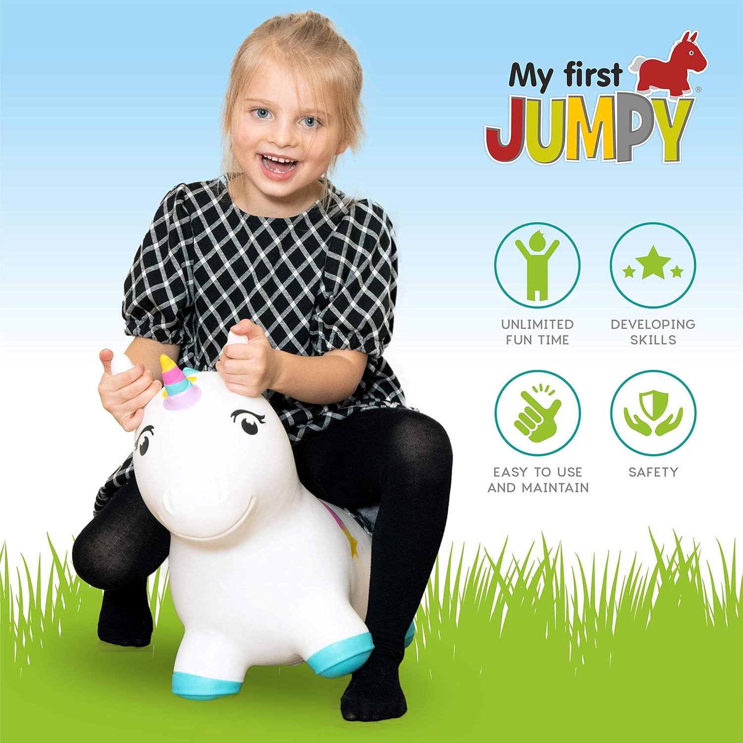 GERARDO’S Animal Space Hopper for Kids Age 1 Year, Bouncy Hopper Ride ...