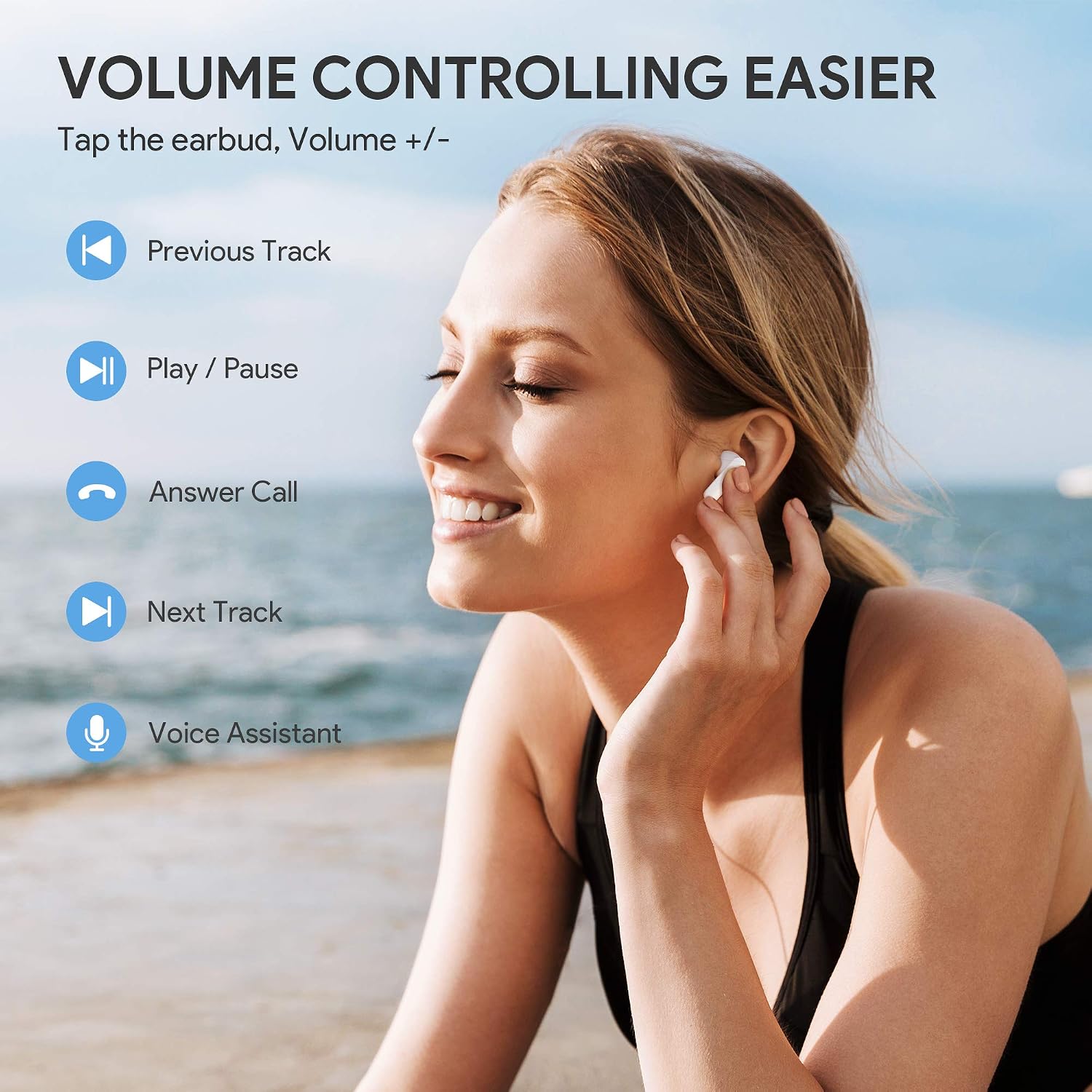 Wireless Earbuds Bluetooth Headphones True Stereo Semi-in-Ear Earphones ...