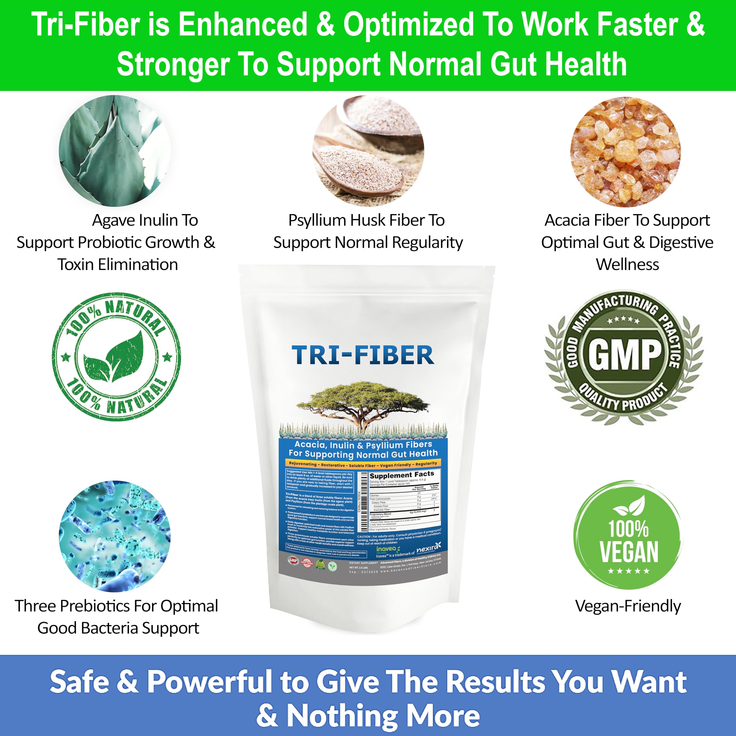 Mua Tri-Fiber Organic Soluble Fiber Powder, Unflavored High Fiber 3-in ...