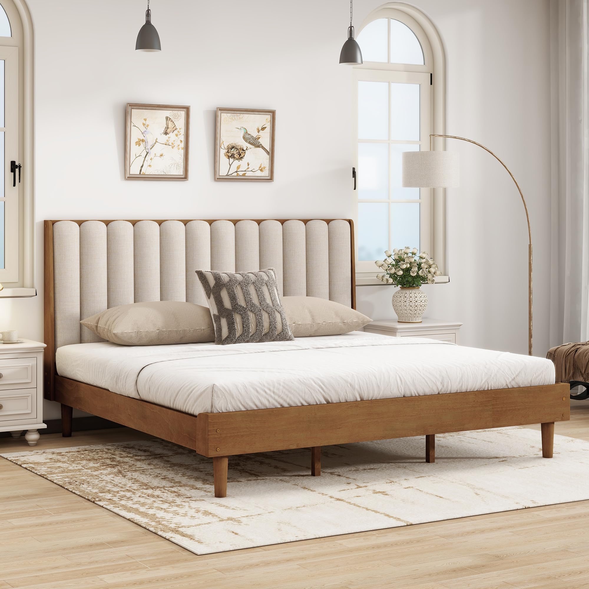 Ball & Cast King Size Bed Frame with Piano Key Style Upholstered ...