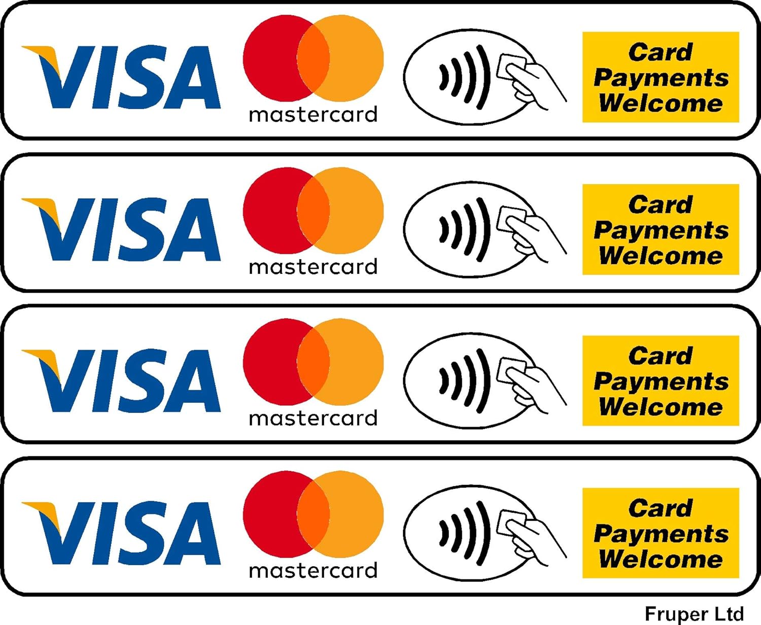 4X Card Payments Welcome Credit Card Sticker Visa MasterCard Debit ...
