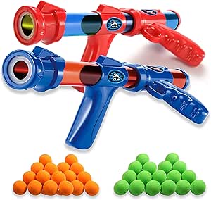 Amazon.com: 2 Pack Set Power Popper Gun with 40 Pcs Balls, Dual Battle ...