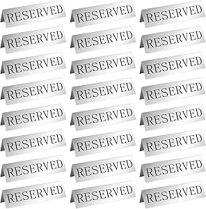 Amazon.com: 24 Pcs Metal Reserved Table Signs Reserved Sign Silver ...