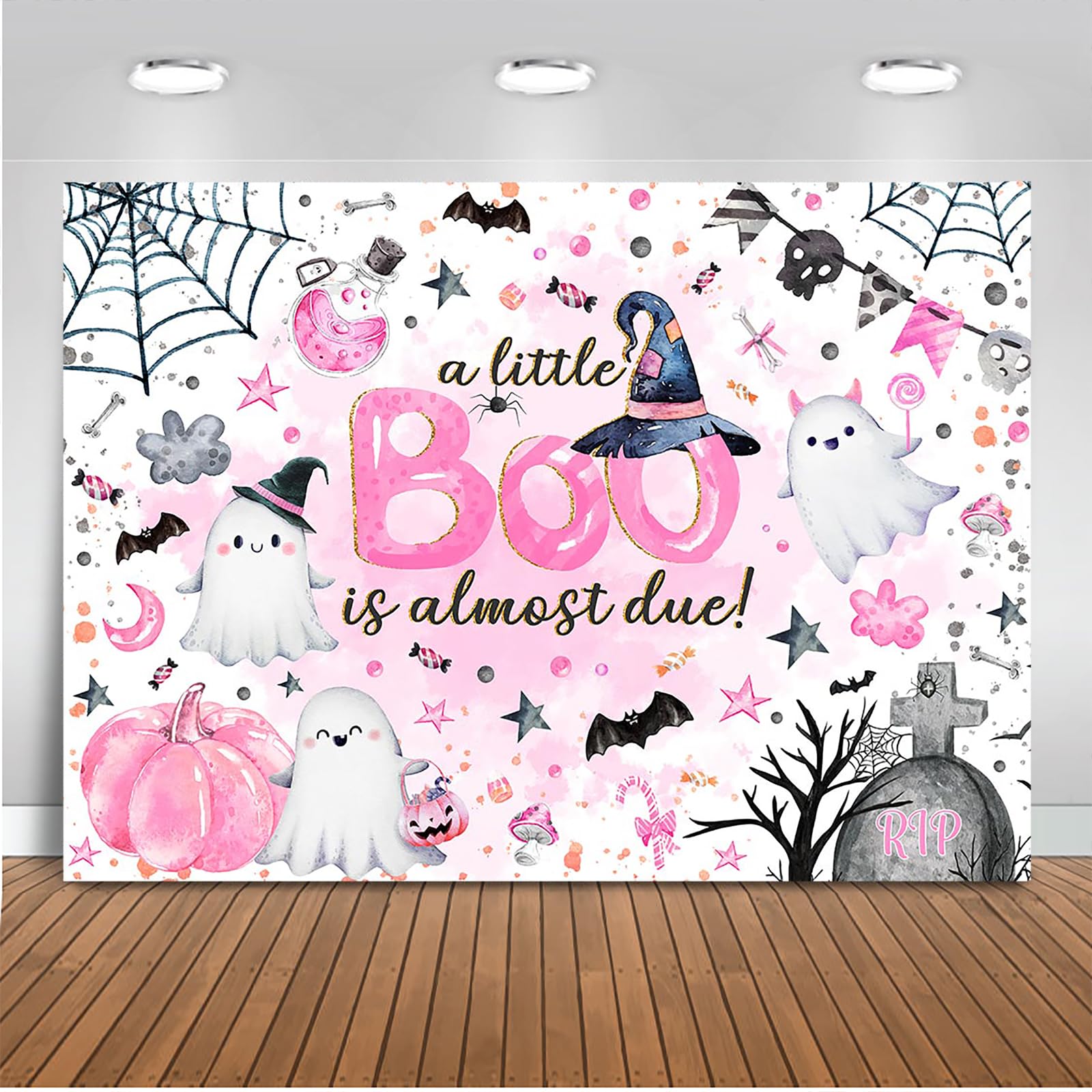 Mocsicka Halloween Baby Shower Backdrop A Little Boo is Almost Due Baby ...