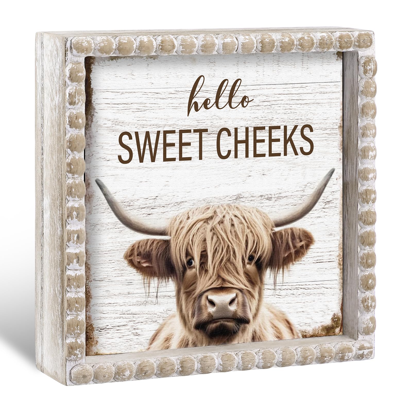 Yousoontic Highland Cow Farmhouse Bathroom Decor Hello Sweet Cheeks ...