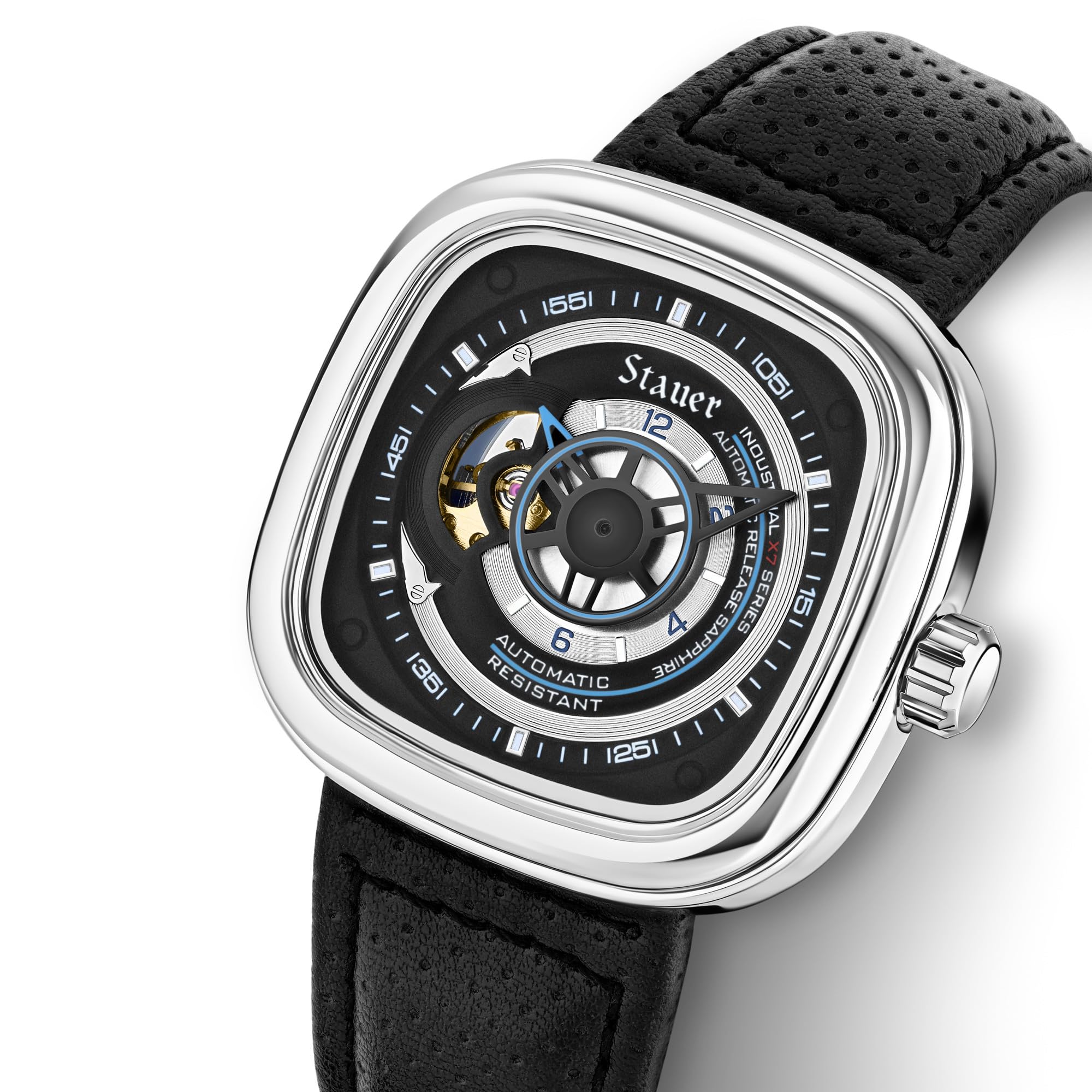 Mua Stauer Square Skeleton Automatic Watch for Men – 44mm Silver ...