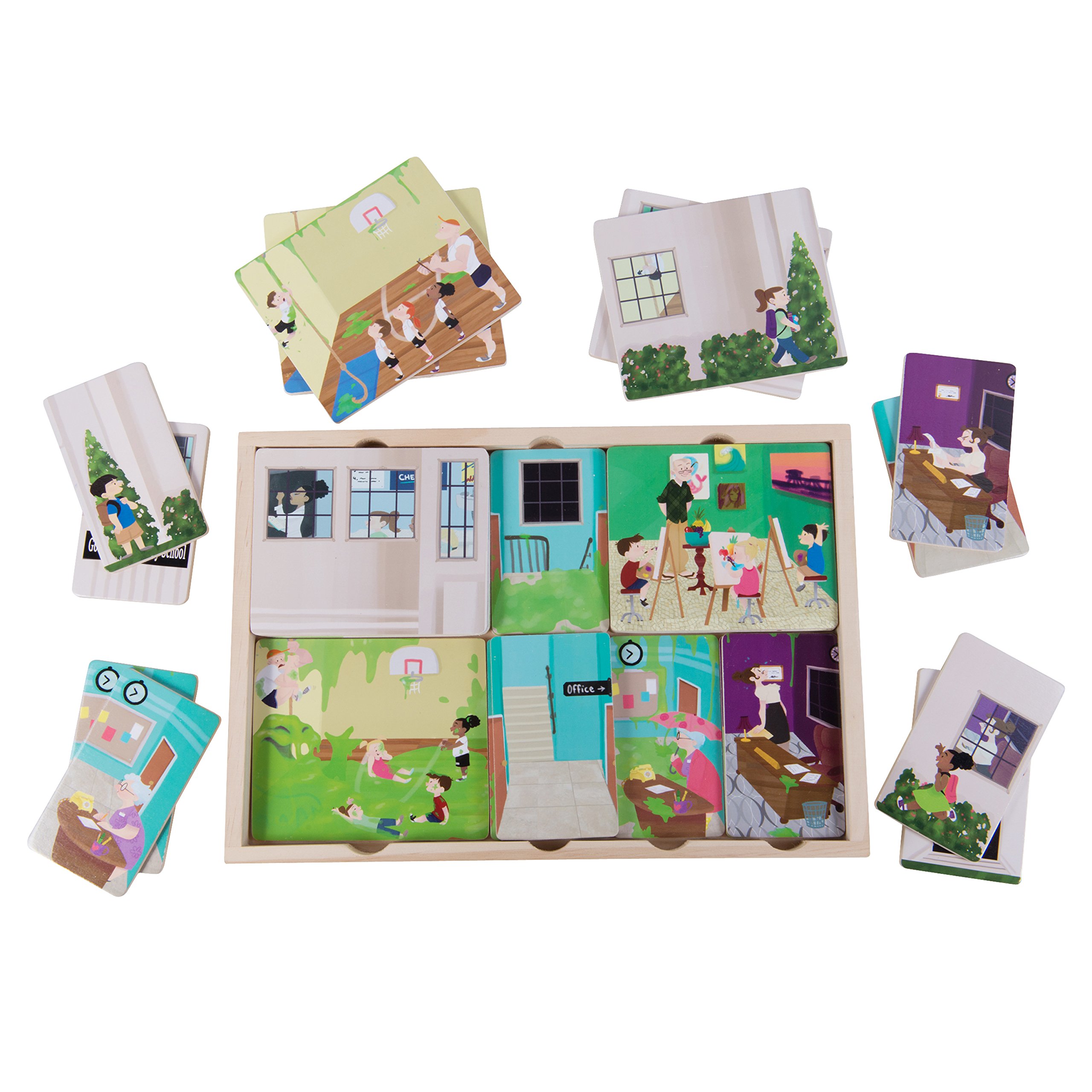 Wooden Kids Storytelling School Stacking Puzzle (4+): 4 Different ...