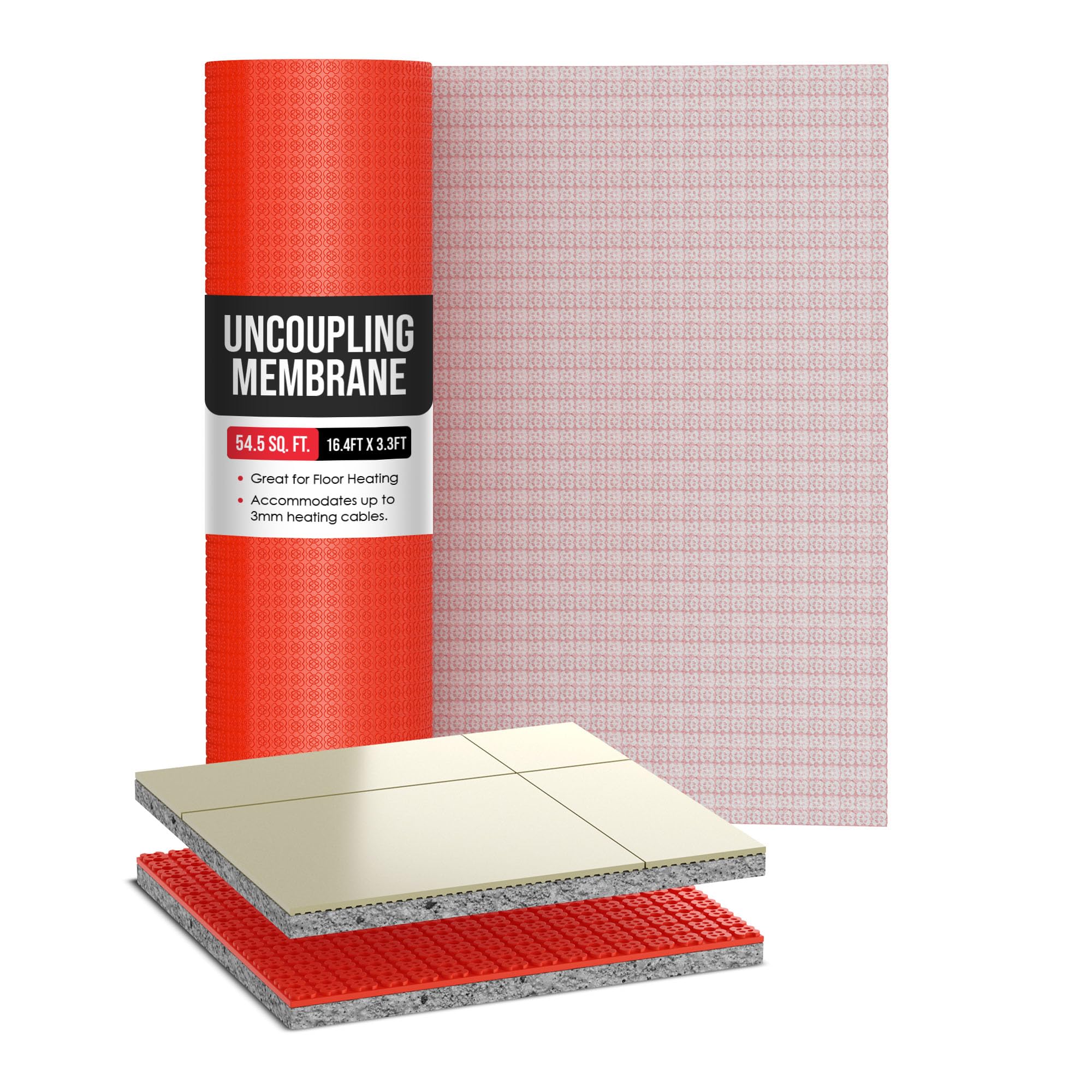 Houseables Uncoupling Membrane 1/8" Thick, 3.3 ft x 16.4 ft / 54.5 ...