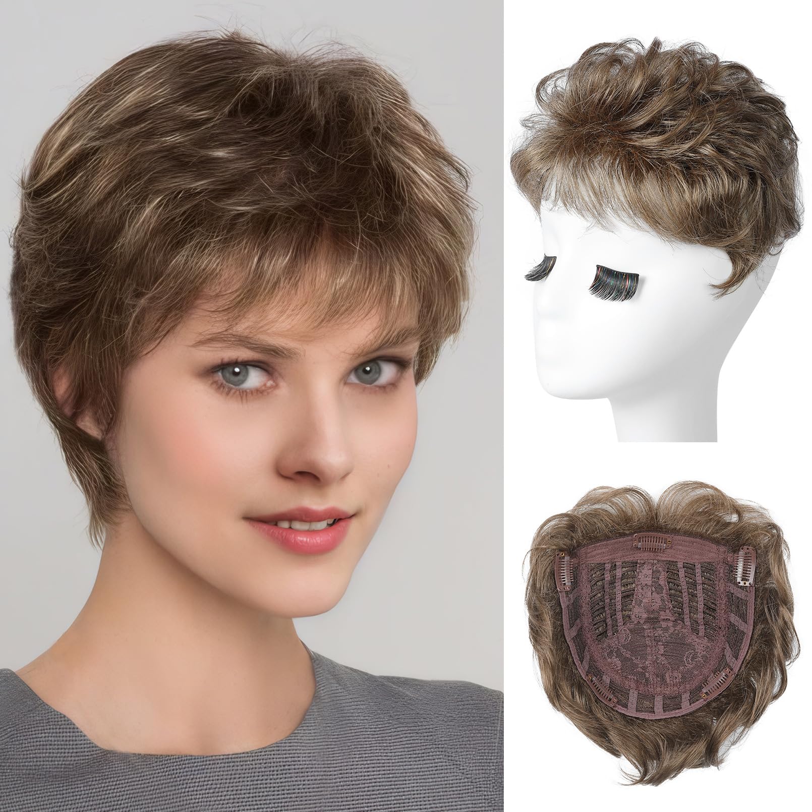 REECHO Hair Topper, Short Wiglet Hair Topper for Women with Thinning ...