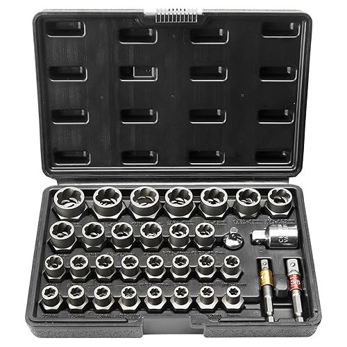 VEVOR Bolt Extractor Set, 32-Piece Bolt and Nut Remover Set, 6mm to ...