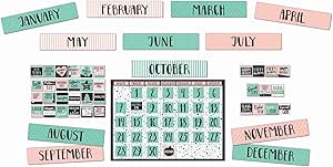 Amazon.com : Eureka Pink and Green Confetti Pattern Classroom Calendar ...