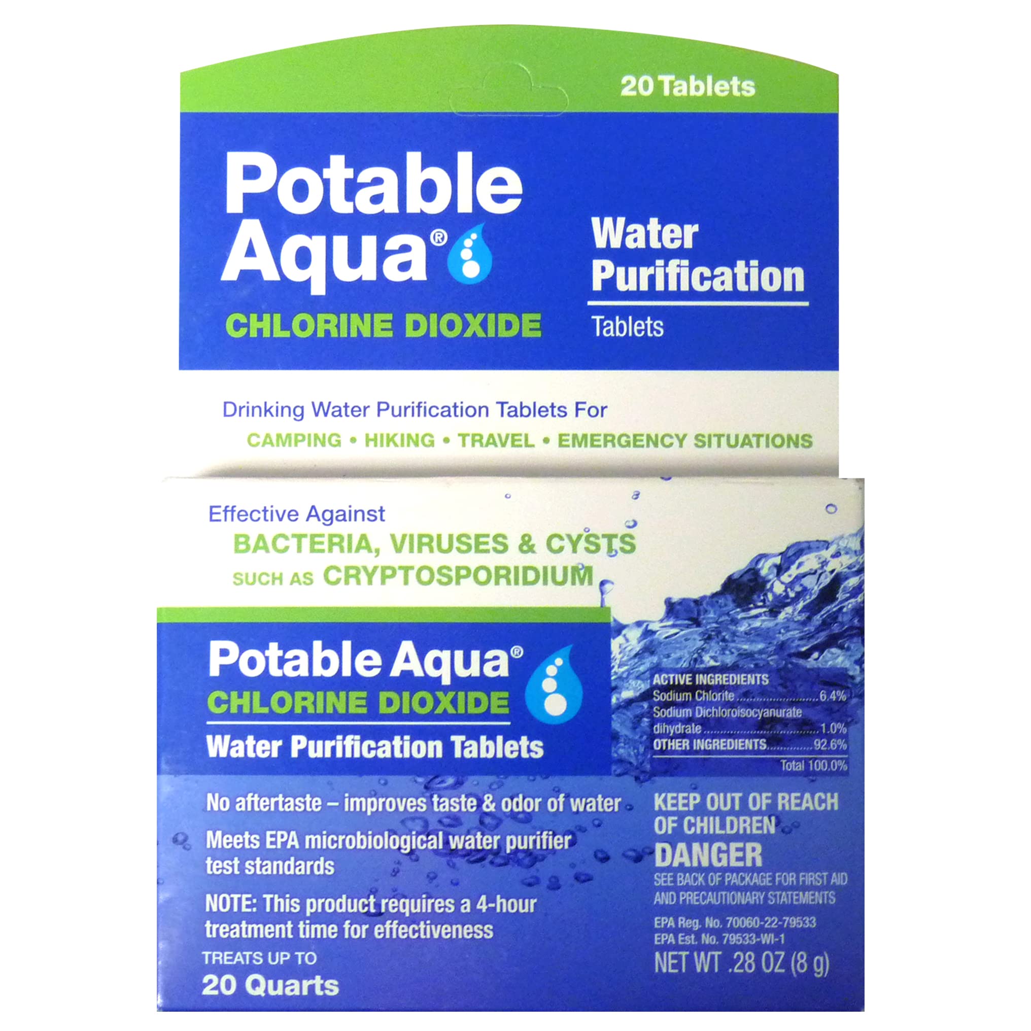 Mua Chlorine Dioxide Water Purification Tablets - 20 Count Potable Aqua ...