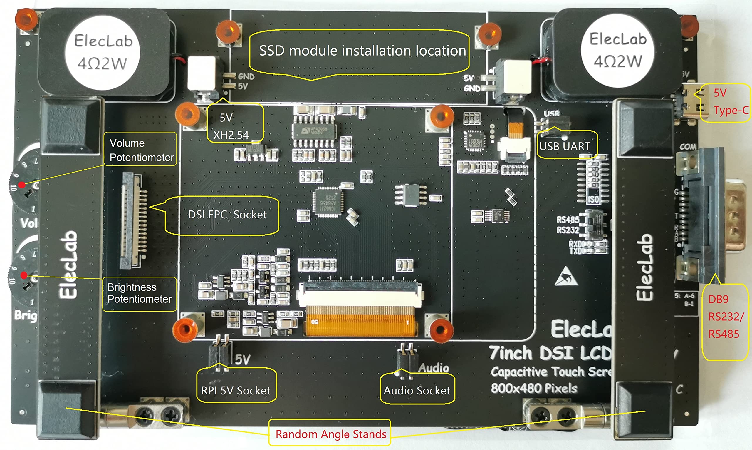 Mua 7 Inch 800x480 DSI Touchscreen Monitor Capacitive LCD Display RS232 ...