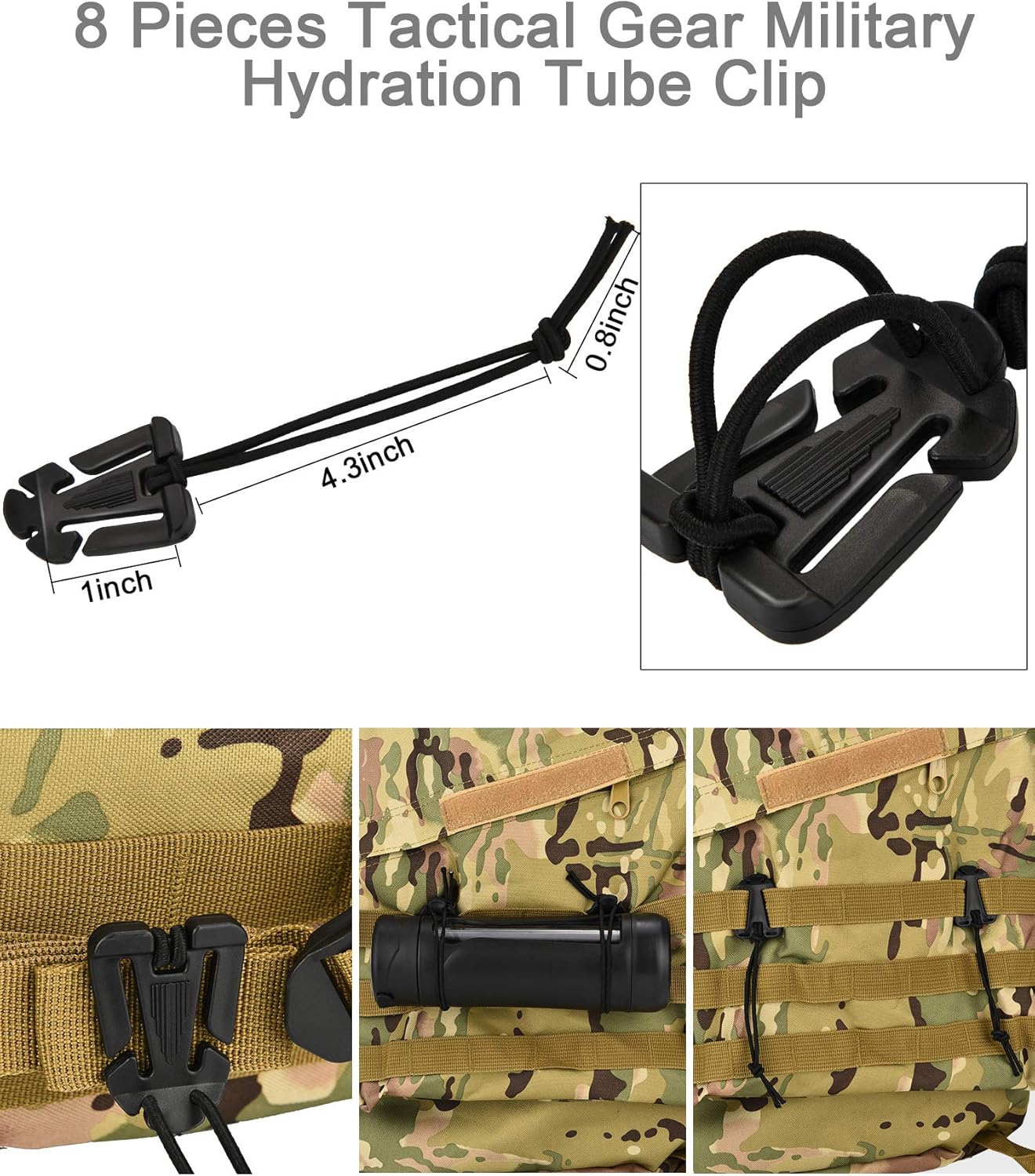 30 Pieces Tactical Molle Attachments Tactical Bag Clip Strap Set for ...