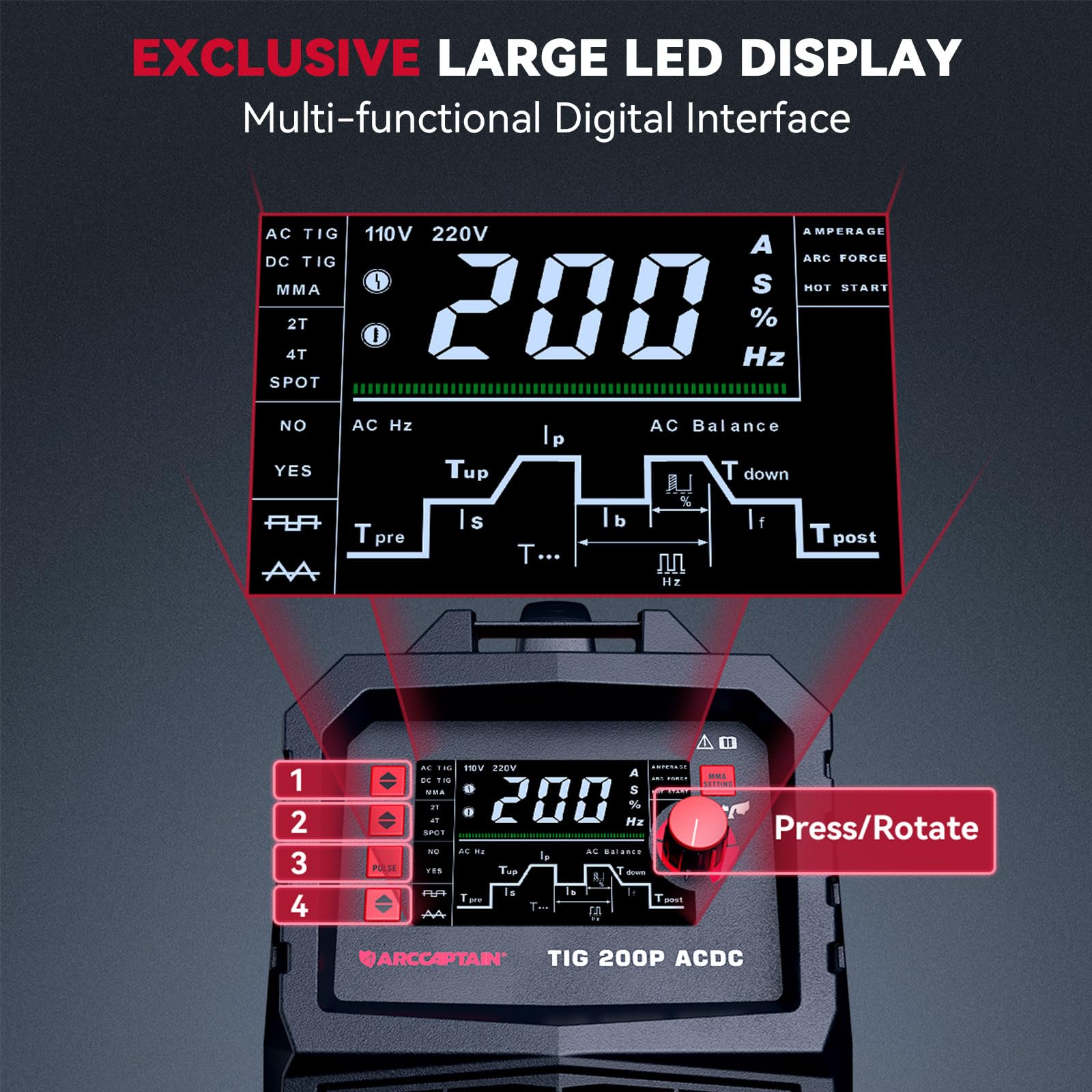 Mua ARCCAPTAIN TIG Welder AC/DC 200Amp with Pulse, Aluminum TIG Welder ...