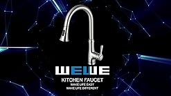 Kitchen Faucet Pull Down Sprayer - WEWE A1008L Stainless Steel Brushed ...
