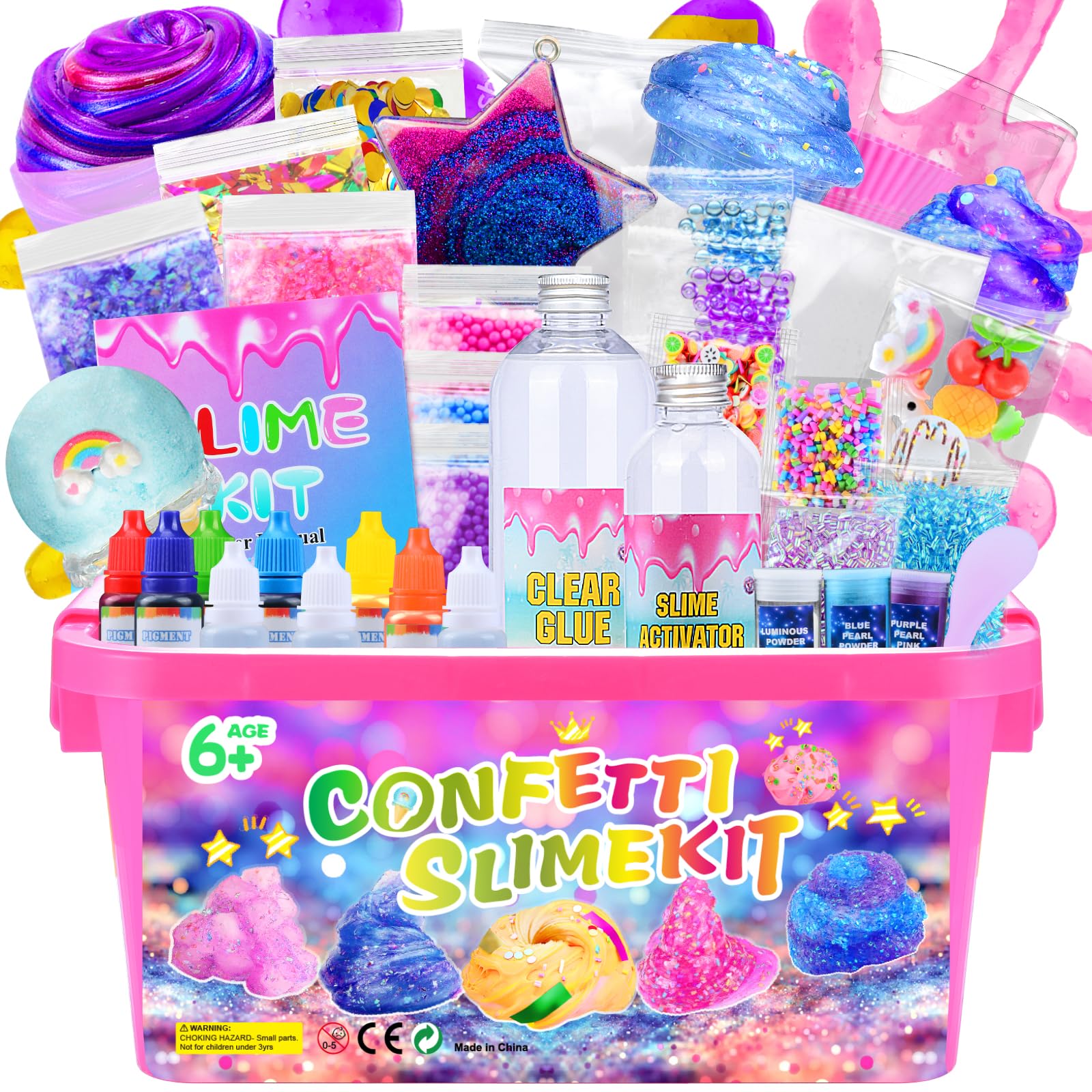 pokujyrt Confetti Slime Kit, Sparkling Slime Making Kit, Craft Toy ...