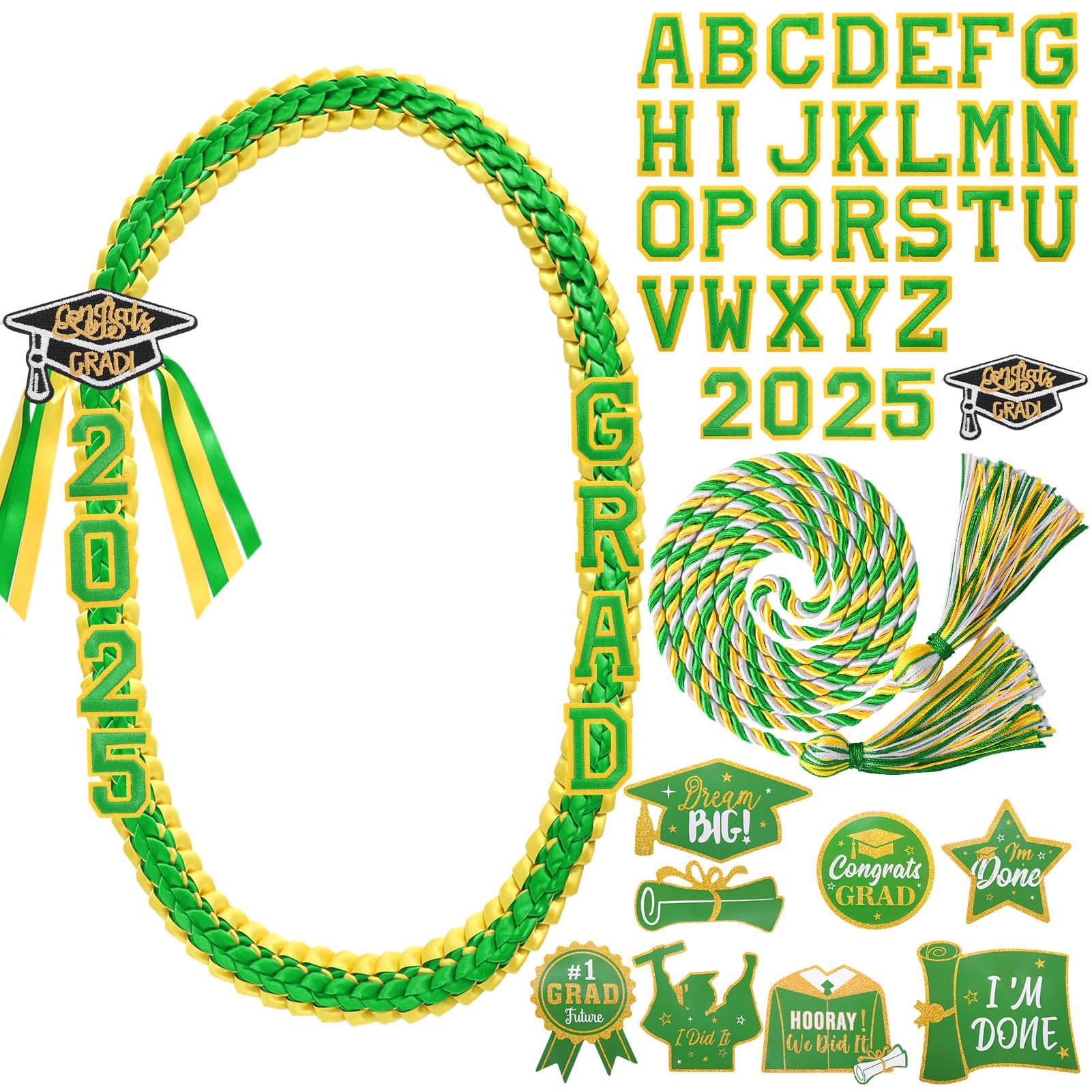 Graduation Leis 2025 Grad Money Ribbon Lei Class of 2025 with 8 Patches ...
