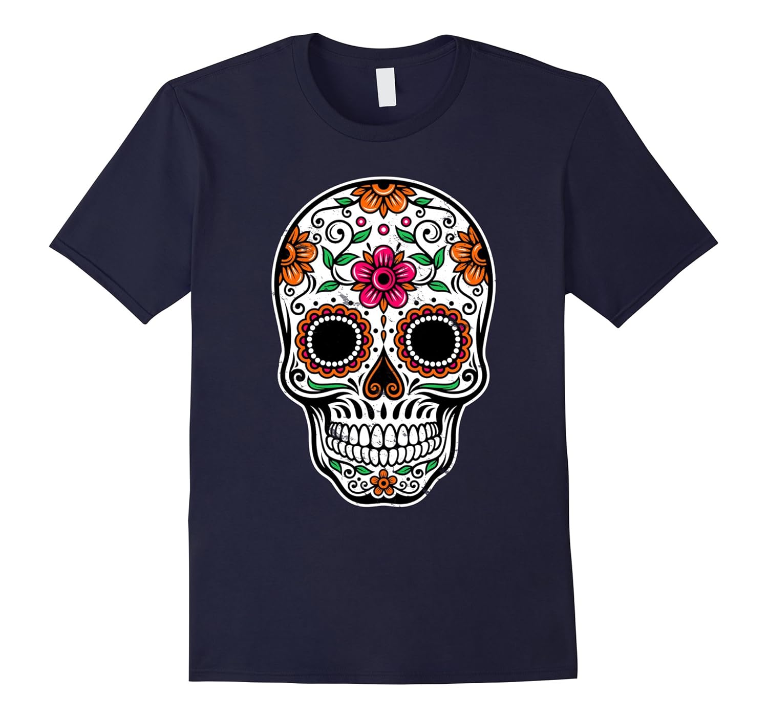 Sugar Skull Flower Day Of The Dead Shirts Distressed Print Veotee
