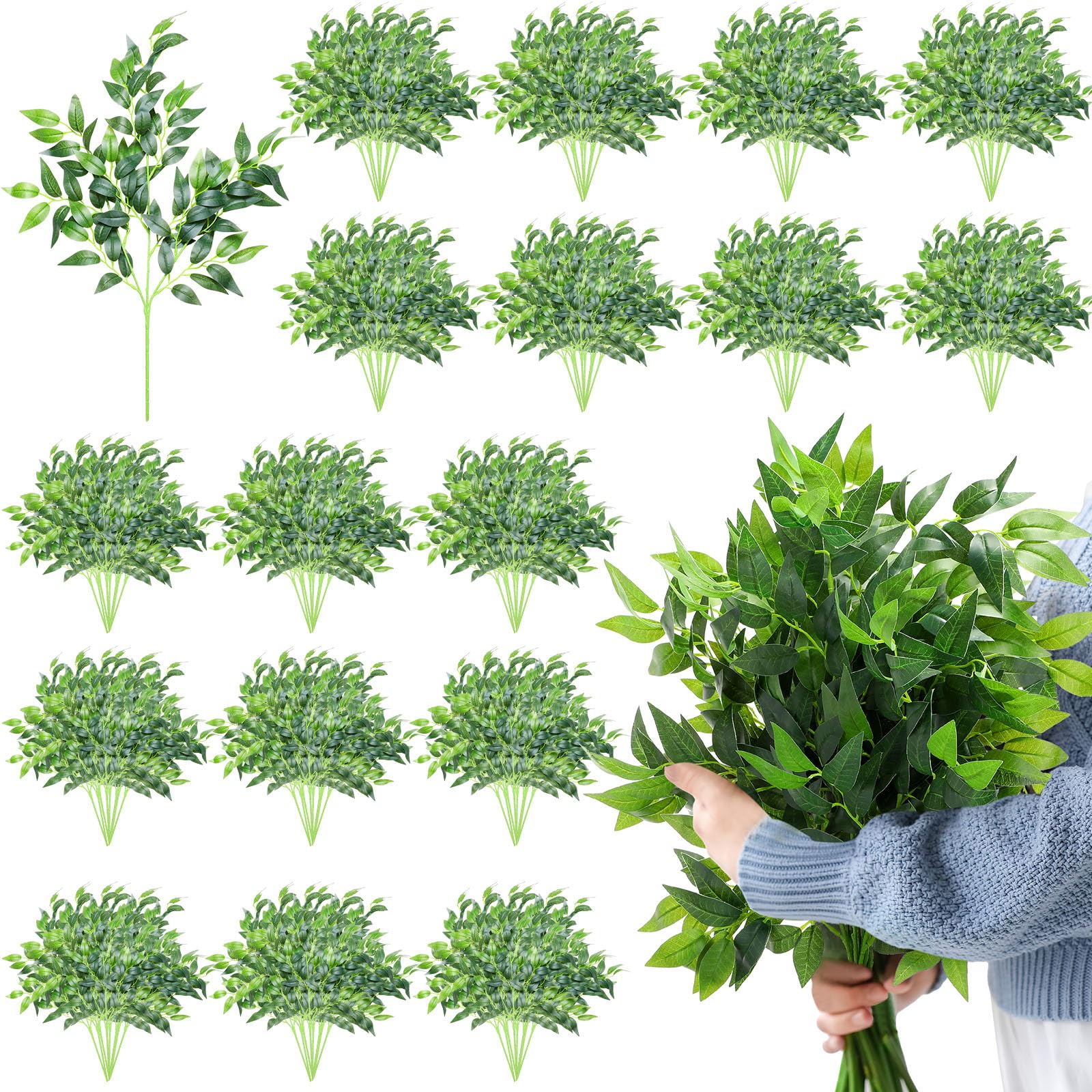 Xinnun 150 Pcs Artificial Italian Ruscus Greenery Stems 26.8 Inch ...