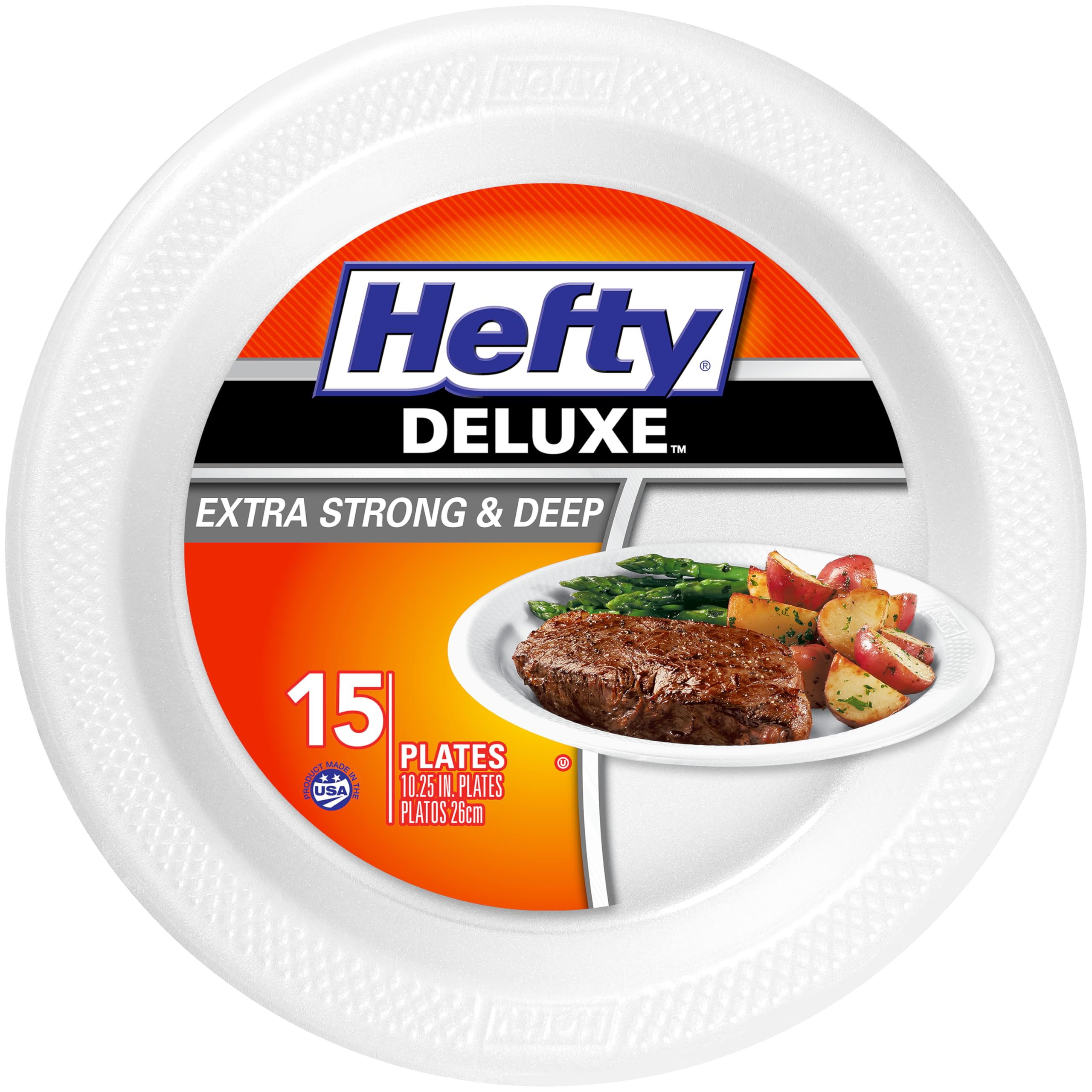 Hefty Deluxe Extra Strong & Deep Foam Plates, Round, White, 10.25 Inch ...