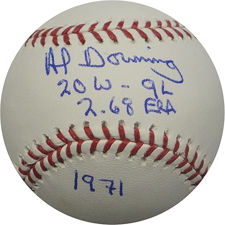Al Downing Signed Baseball - Major League Yankees 20 W 2 68 ERA ...