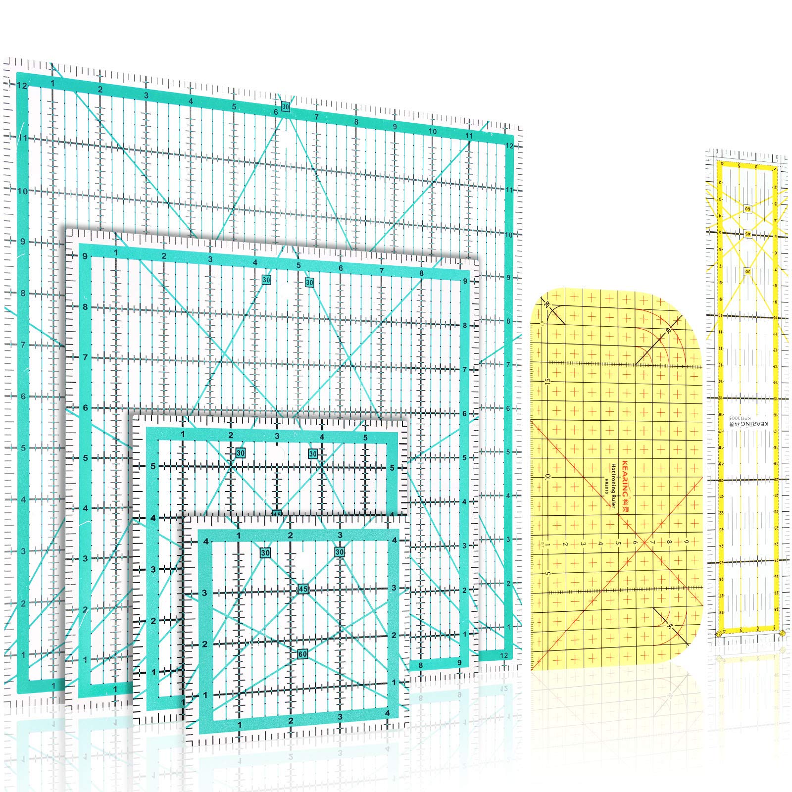 Mua 6 Pcs Acrylic Square Quilting Rulers (12.5/9.5/6/ 4.5 Inches ...