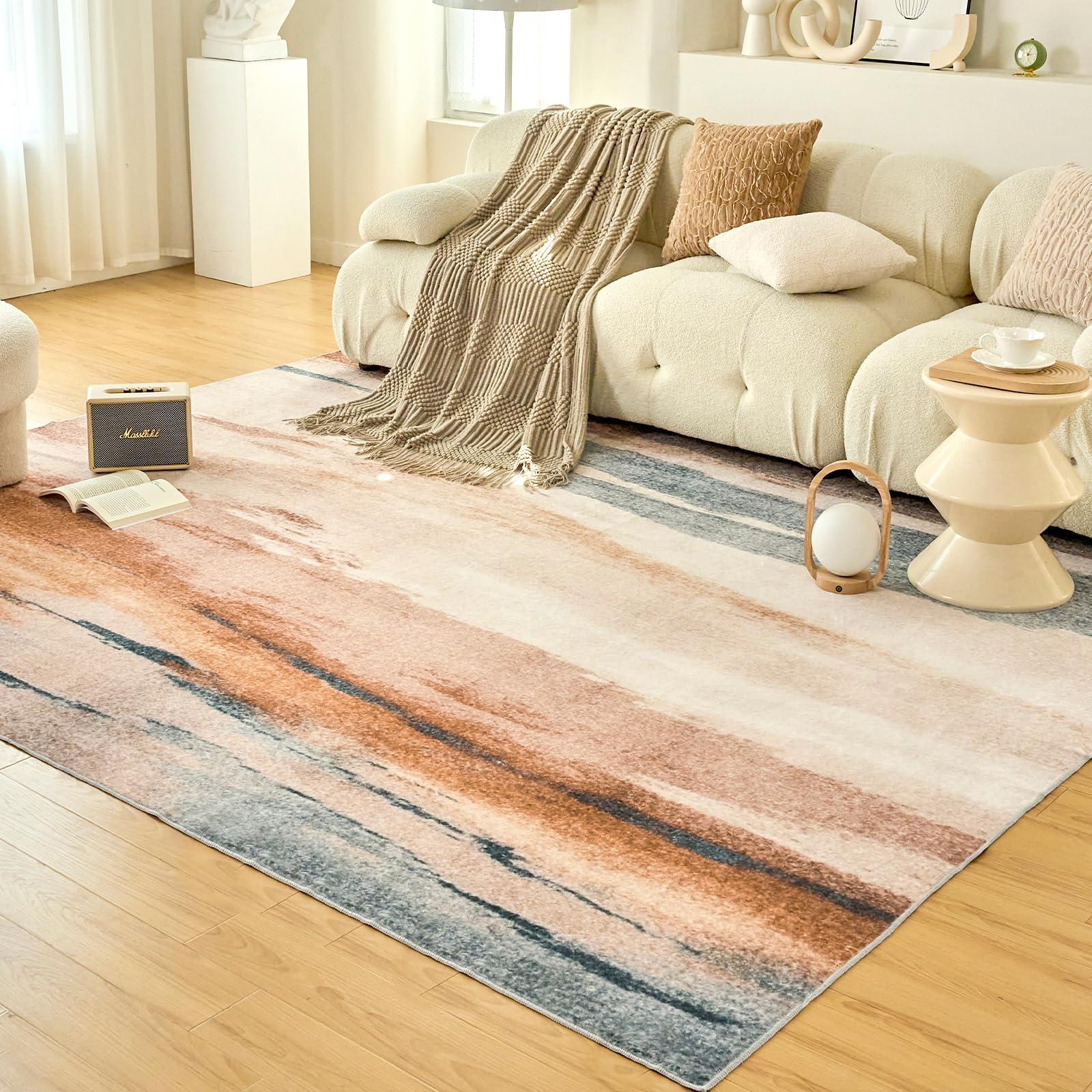 Modern Abstract Area Rug 6x9 - Soft Durable Low-Pile Machine Washable ...
