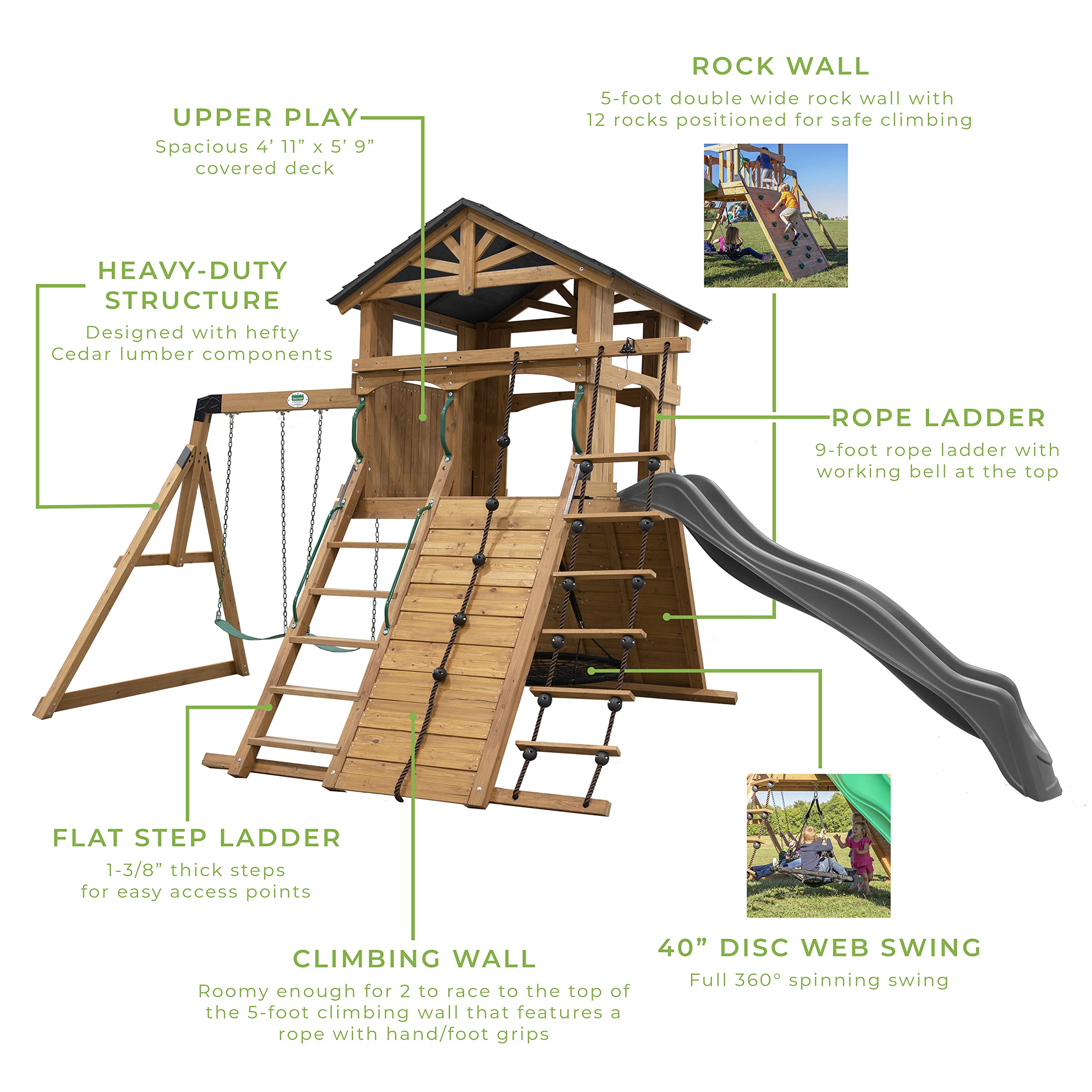 Mua Backyard Discovery Endeavor Cedar Wood Swing Set with Wave Slide ...