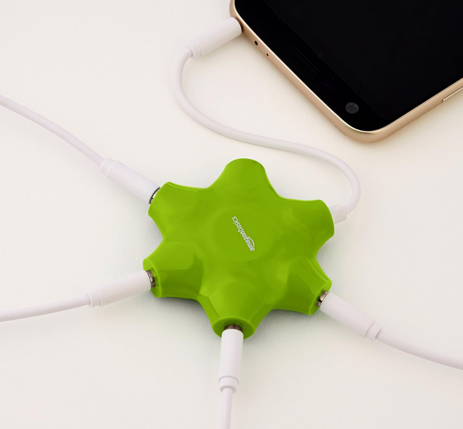 Amazon Basics 5-Way Multi Headphone Splitter, Lime Green - BigaMart