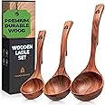 Wooden Ladle Spoon Set, 3 Size Teak Wood Kitchen Serving Spoon with ...